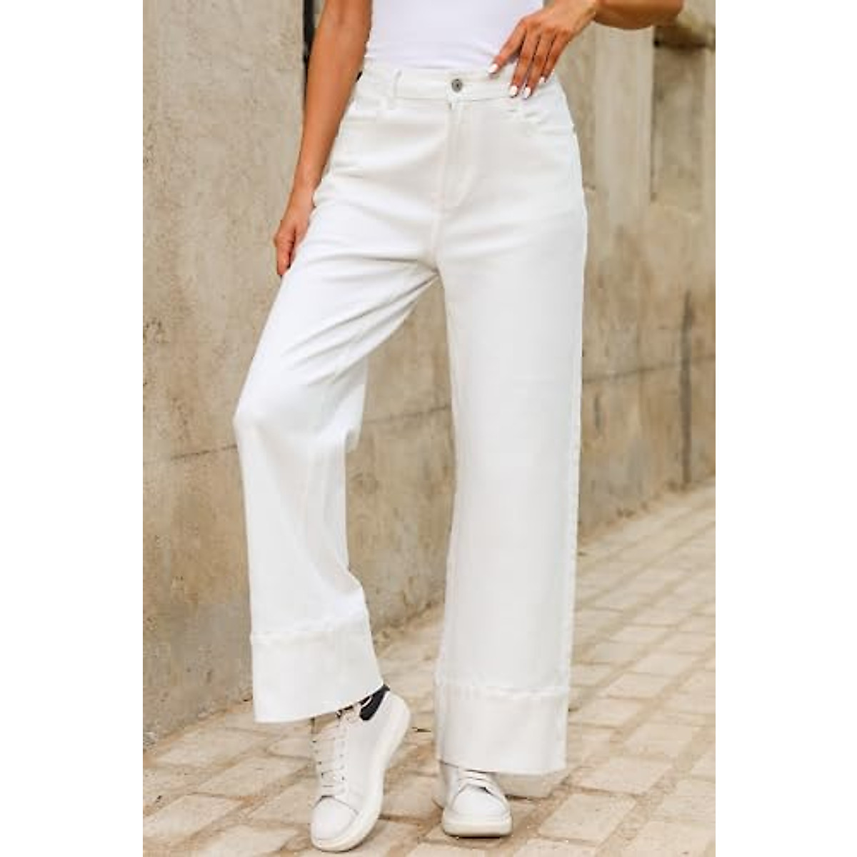 Astylish White Jeans for Women High Waisted Boyfriend Mom Stretchy Denim Pants Size 6