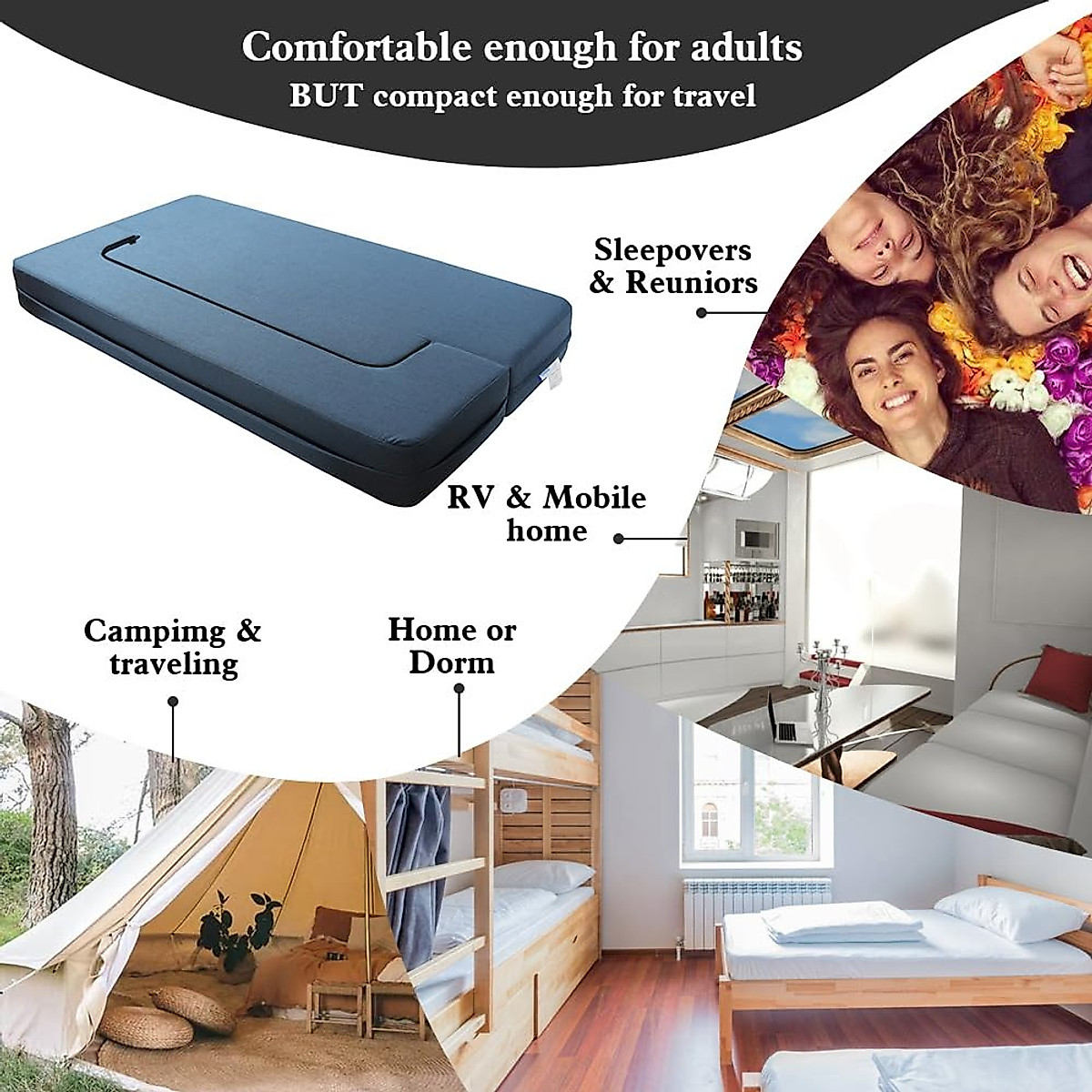 WOTU Folding Sofa Bed Couch Memory Foam Mattress Convertible Fold out Futon Sofa Sleeper Chair Bed for Guest Bedroom and Living Room, 75" W x 30" D x 20" H Twin Size, Washable Cover,Light Grey