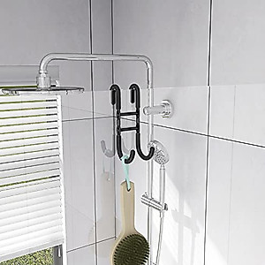 3 Pack Over Shower Door Hooks,Black Towel Hooks for Bathroom Frameless Glass Shower Door and Kitchen,for Bathing Suits,Robe,Towel,Squeegee,Loofah