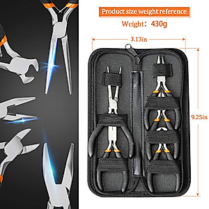 SOONAN 5 Pieces Mini Pliers, Long Lasting Tool Set Cable Cutters – Long Needle Nose, Long Nose, Nipper Bent Nose, End Cutting, Diagonal Cutting, Precision Pliers Set