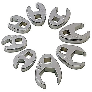 Sunex 9708 3/8-Inch Drive Fractional Crowfoot Flare Nut Wrench Set, 3/8-Inch - 7/8-Inch, Fully Polished, 8-Piece