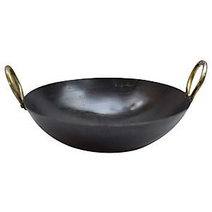 Marshal 11 INCH INDIAN PURE IRON LOHA KADHAI DEEP FRYING PAN KADHAI FOR FRYING, COOKING