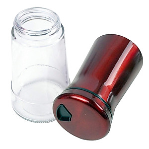 Pepper & Salt Shakers Stainless Steel Cover Glass Bottom With Rotating Adjustable Cover - Spice Sugar Shakers (Metallic Red)