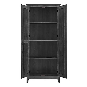 Ameriwood Home Farmington Wide Storage Cabinet, 31.5", Rustic Gray & Home Farmington Wide Storage Cabinet, 18", Rustic Gray,7531196COM