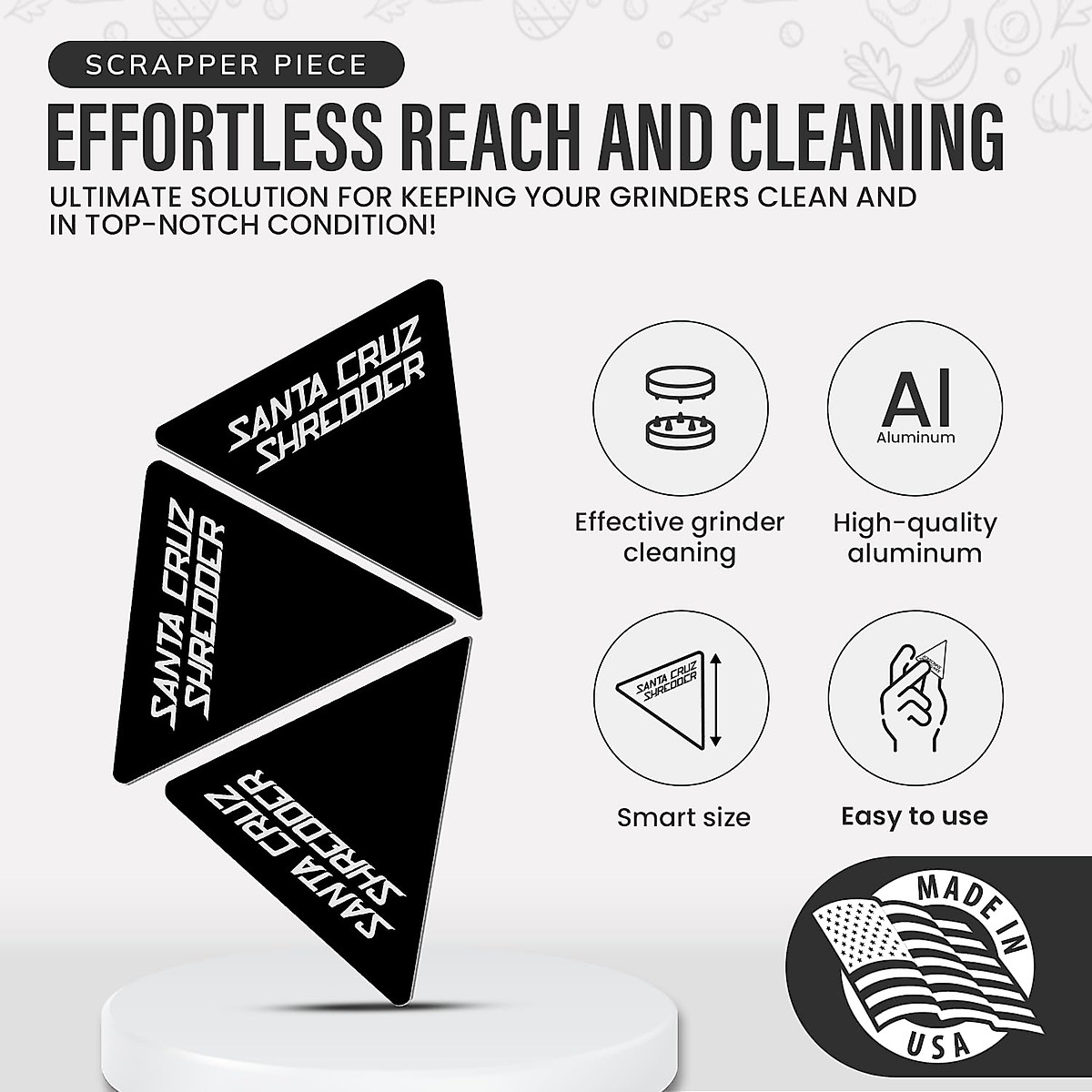 Santa Cruz Shredder Triangle Pick Tool, 1-Piece Scrapper for Hard to reach places (Black)