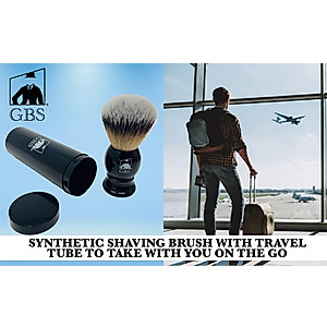 G.B.S Shaving Set for Sensitive Skin, Includes Steel Lather Bowl, Lavender and Citrus Aftershave Balm, Lavender and Citrus Shave Soap and Synthetic Shave Brush with Travel Tube