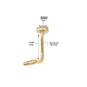 Lavari Jewelers 20 Gauge Evil Eye Curved Screw Nose Ring for Women or Men - 10k Yellow Gold Nose Stud - 20G Turquoise Enamel - Unisex Hypoallergenic Body Piercing Jewelry
