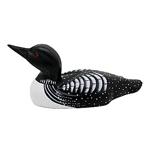CVHOMEDECO. Primitives Hand Engraving and Painted Wood Loon Farmhouse Figurine Decorative Accent, 10-1/4 Inch