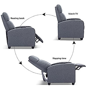 ANJ Massage Recliner Chair Fabric Winback Recliner Chairs, Modern Padded Seat Reclining Chair Single Sofa for Living Room, Adjustable Home Theater Seating Office (Light Grey)