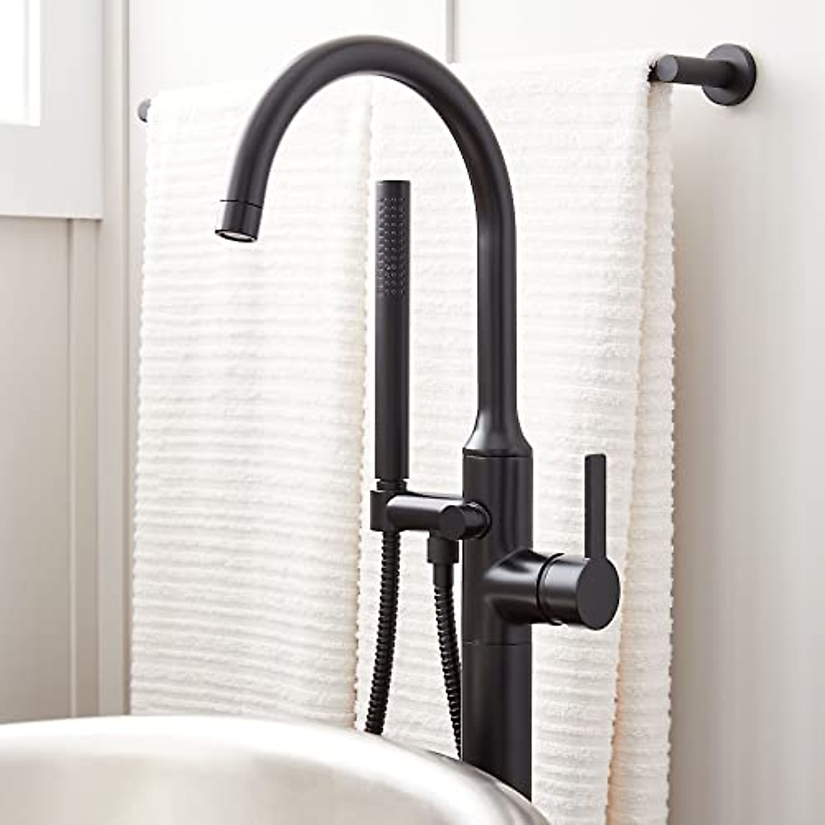 Signature Hardware 951348-LV Lentz Floor Mounted Tub Filler Faucet - Includes Hand Shower