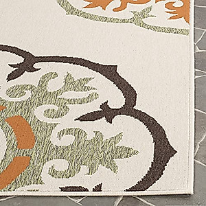 SAFAVIEH Veranda Collection Accent Rug - 2'7" x 5', Cream & Terracotta, Floral Design, Non-Shedding & Easy Care, Indoor/Outdoor & Washable-Ideal for Patio, Backyard, Mudroom (VER002-0715)