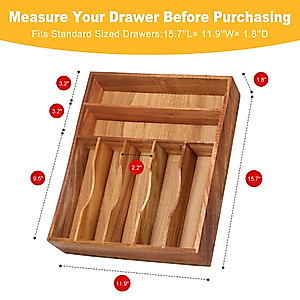 ORIDOM Expandable Bamboo Kitchen Drawer Organizer for Cutlery and Utensils, Adjustable Bamboo Wood Cutlery Tray in Drawer for Flatware and Silverware in Kitchen, 5-7 Slots, (Black)