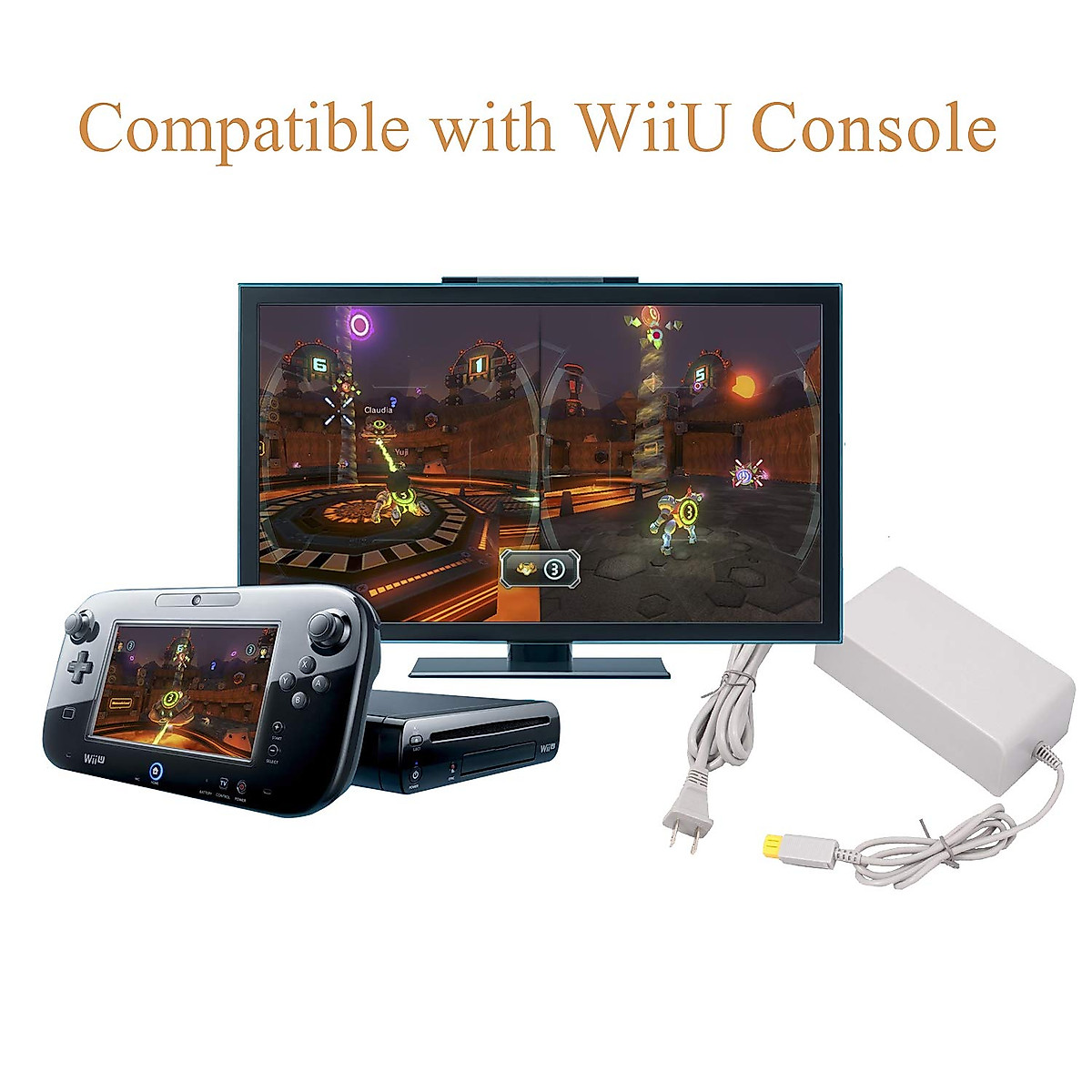 Console Charger for Wii U, AC Adapter Power Supply Replacement for Nintendo WiiU Console (Not compatible with Nintendo Wii)