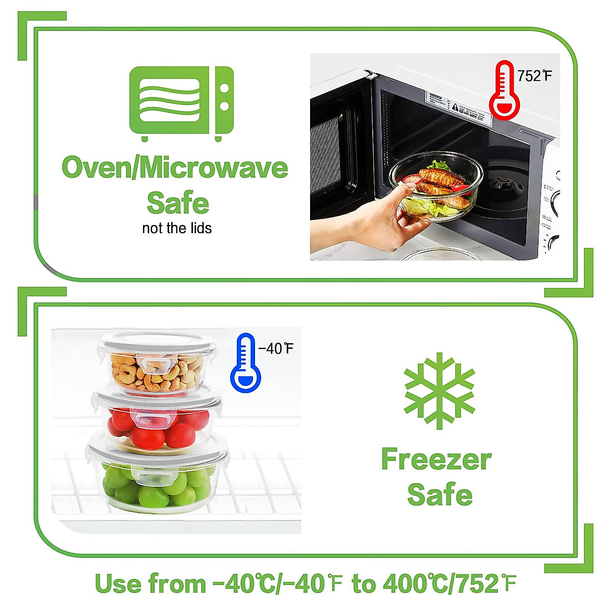 HOMBERKING Glass Food Storage Containers with Lids, [18 Piece] Glass Meal Prep Containers, Airtight Glass Lunch Bento Boxes, BPA-Free & Leak Proof (9 lids & 9 Containers) - Grey