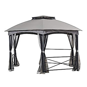 Sunjoy Ashton 14.7x14.7 ft. 2-Tone Hexagon Steel Gazebo with 2-Tier Dome Roof, Gray