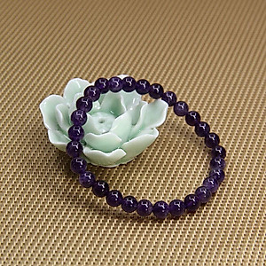 Natural AA Grade Amethyst Gemstone 6mm Round Beads Stretch Bracelet 7" Unisex