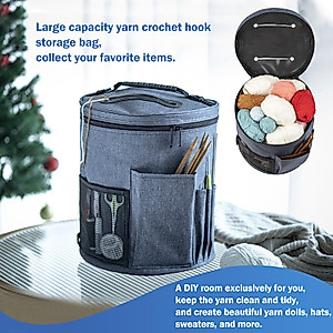 EOLIMEX Expandable Crochet Bag-Knitting Bag Yarn Storage Organizer - Yarn Bag and Crochet Tote, Yarn Holder for Crocheting, Crochet Accessories, Suppliers, Needles with Zipper Closure-Ideal Gift