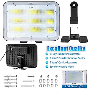 SERWING Led Flood Light 100W, Outdoor Lights, 12000LM Super Bright with 5000K Daylight, IP66 Waterproof LED Flood Lights Outdoor for Garden, Yard, Playground, Basketball Court(2 Pack)