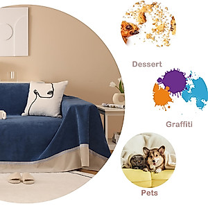 Mxaeyr Waterproof Sofa Cover for Pets, Dark Blue Couch Covers for Sectional Sofa, Simple Style Sofa Covers for 2-3 Cushion Couch, Waterproof, Durable and Washable, XL 79" x 118"