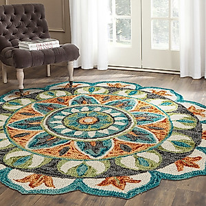 L.R. Resources, Inc Lizett Area Rug, 4' Round, Rust/Teal