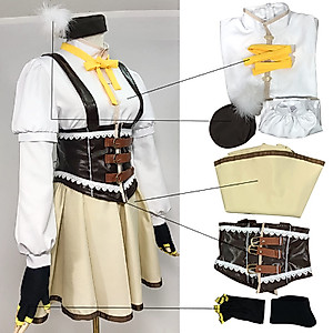 TMSREBU Tomoe Mami Cosplay Costume Outfit Dress Uniform Halloween Suit Full Set(BBM,Wig,L)
