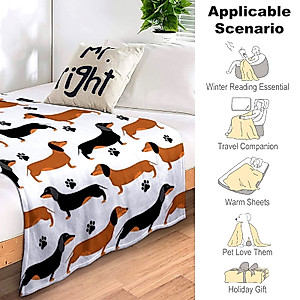 Dachshund Throw Blanket Bedding Super Soft Warm Flannel Blankets for Kids Adults Bedroom Living Room Sofa 80"x60"