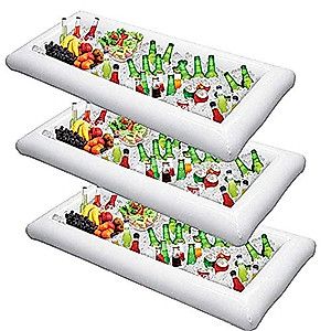 Inflatable Serving Bars Ice Buffet Salad Serving Trays Food Drink Holder Cooler Containers Indoor Outdoor BBQ Picnic Pool Party Supplies Cooler Drain Plug，Ice Tray Food Drink Containers for Summer Par