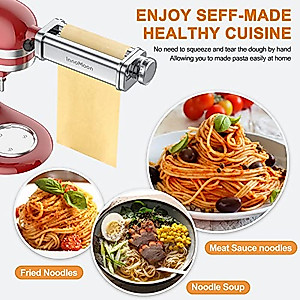 Pasta Maker Attachment for KitchenAid Mixer 3 Set Include Pasta Sheet Roller, Spaghetti, Fettuccine Cutters Pasta attachment Stainless Steel Accessories for KitchenAid by InnoMoon