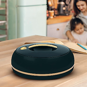 Elegant Large Oval Insulated Casserole Carrier Dish- One Hand Open Lid- 3.15 qt. Luxury Hot Pot Food Warmer/Cooler -Thermal Serving Bowl For Buffet/Parties-Stainless Steel Hot Food Container -Dark