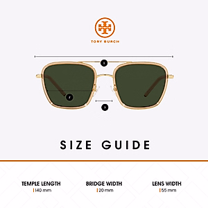 Tory Burch TY6090 330871 53MM Shiny Gold/Plastic Lens Transparent Camel Square Sunglasses for Women + BUNDLE With Designer iWear Eyewear Kit