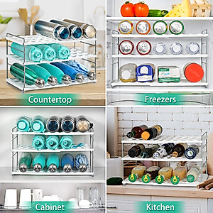 Water Bottle Organizer for Cabinet, 3 Tier Expandable Water Bottle Storage Rack, Water Bottle Shelf Storage for Tumbler Sports Flask Travel Mugs, Tumbler Storage for Cabinet Kitchen Countertop Fridge