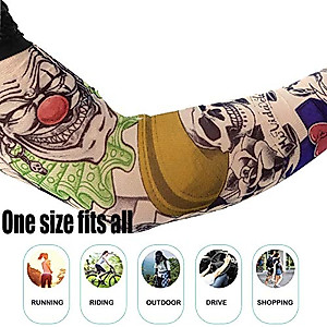 12 PCS Temporary Tattoo Sleeves for Men Women Seamless,Arts Arm Sunscreen Fake Piercings Tattoos Cover Up Sleeves,Designs Tiger, Crown Heart, Skull, Tribal,Etc Unisex Stretchable Cosplay Accessories