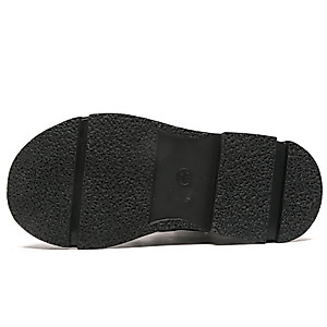 kkdom Boys Girls Waterproof Lace Up Side Zipper Mid Calf Combat Boots(Toddler/Little Kid/Big Kid) Glitter Black US Size 2 M Little Kid