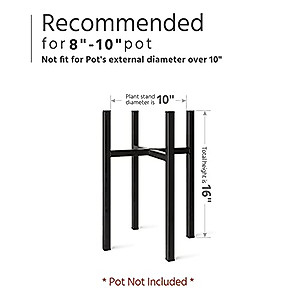 Mkono Plant Stand - EXCLUDING Plant Pot, Mid Century Modern Tall Metal Pot Stand Indoor Flower Potted Plant Holder Plants Display Rack, Fits Up to 10 Inch Planter, Black