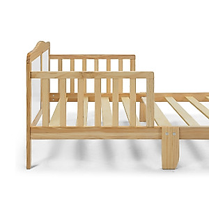 CITYLIGHT Toddler Bed Frame with Safety Guardrails, Solid Wood Toddler Bed for Kids, Boys & Girls, Easy to Assemble- Greenguard Gold Certified, Natural/White