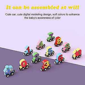 HOTBEST 12 Pcs Wooden Digital Train Toy Magnetic Number Train Building Block Toy Preschool Learning Wood Train Toys Color Cognition Fine Motor SKills Development for Boys Girls Over 3 Years Old