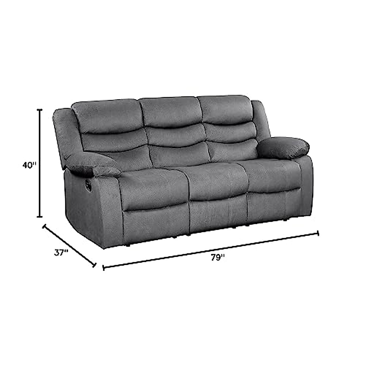 Lexicon Farren Fabric Manual Double Reclining Sofa, Gray