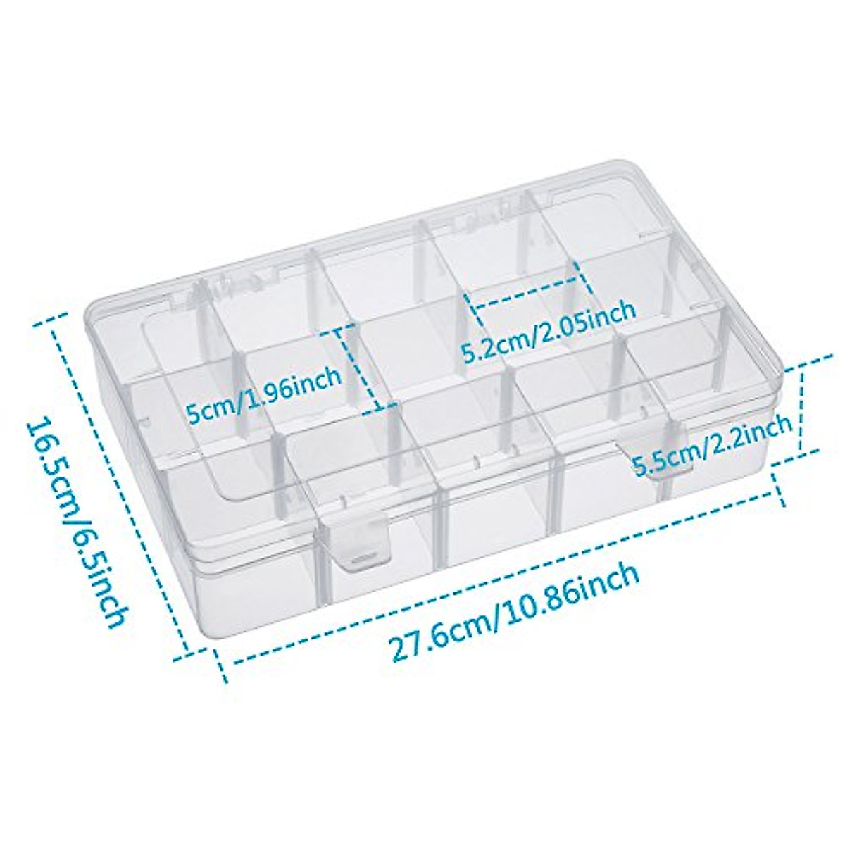 Outus Washi Tape Organizer Sticker Storage Bead Organizer Crafts Box Organizer, 15 Compartments, Clear