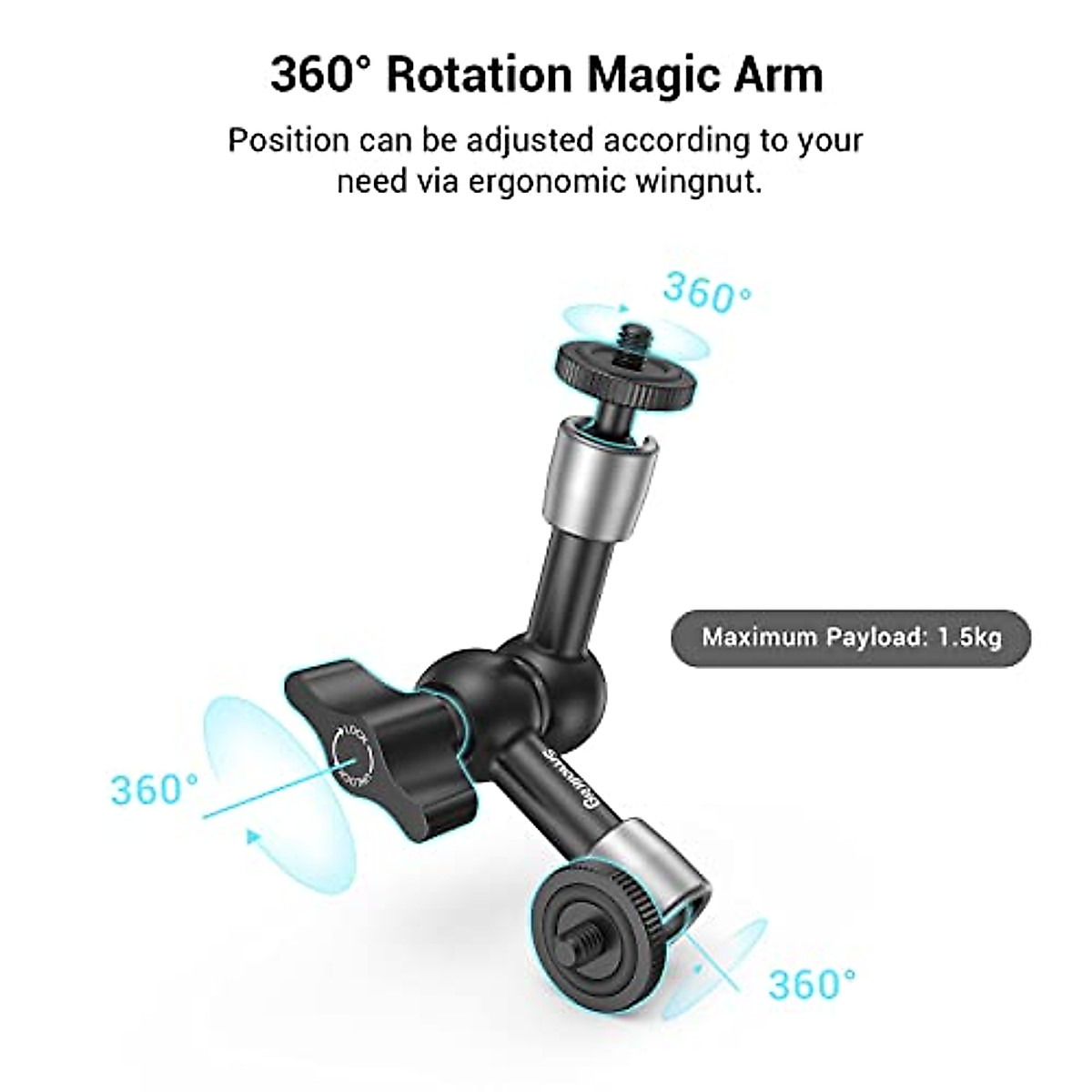 SmallRig Super Clamp w/ 1/4" and 3/8" Thread and 5.8 Inches Adjustable Friction Power Articulating Magic Arm with 1/4" Thread Screw for LCD Monitor/LED Lights - KBUM2730