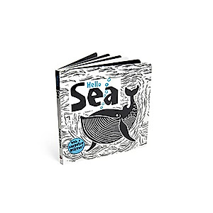 Hello Sea (Happy Fox Books) Baby's First Book, with High-Contrast Ocean Animals like an Octopus, Whale, Turtle, Seahorse, Crab, Fish, Starfish, Walrus, Shark, and Jellyfish, plus a Surprise Mirror