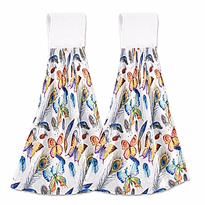 Summer Butterflies Vintage Hand Towels Wide Lavender Field Decor Kitchen Dish Towel Quality Premium Bathroom Washcloth 30 x 15 Inches for Beach Guest Hotel Spa Gym Sport Yoga Home