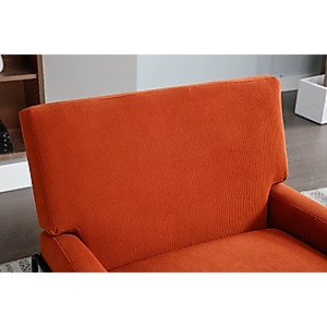 JINS&VICO Accent Arm Chair, Modern Upholstered Single Sofa Chair with Soft Padded Backrest and Low Arms, Comfy Leisure Slant Armchair Reading Chair for Living Room Bedroom Lounge, Orange