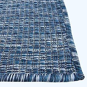 Unique Loom Collection Casual Transitional Solid Heathered Indoor/Outdoor Flatweave Area Rug (10' x 14' 1" Rectangle, Blue/Navy Blue)