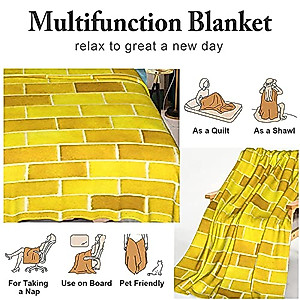 Yellow Brick Road Blanket for Bed Couch Sofa,Yellow Mosaic Tiles Throw Blanket,Soft Cozy Plush Warm Fuzzy Lightweight Microfiber Fleece Blanket for Adults Teens Kids 60"X50"