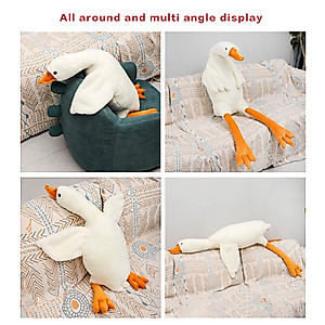 IEVEY 35'' Great Goose Stuffed Animal,Big Huge Goose Plush Pillow Toy,Super Soft Duck Plush Toy,Cute Giant White Swan Plushie Hugging Pillow for Girls Boys