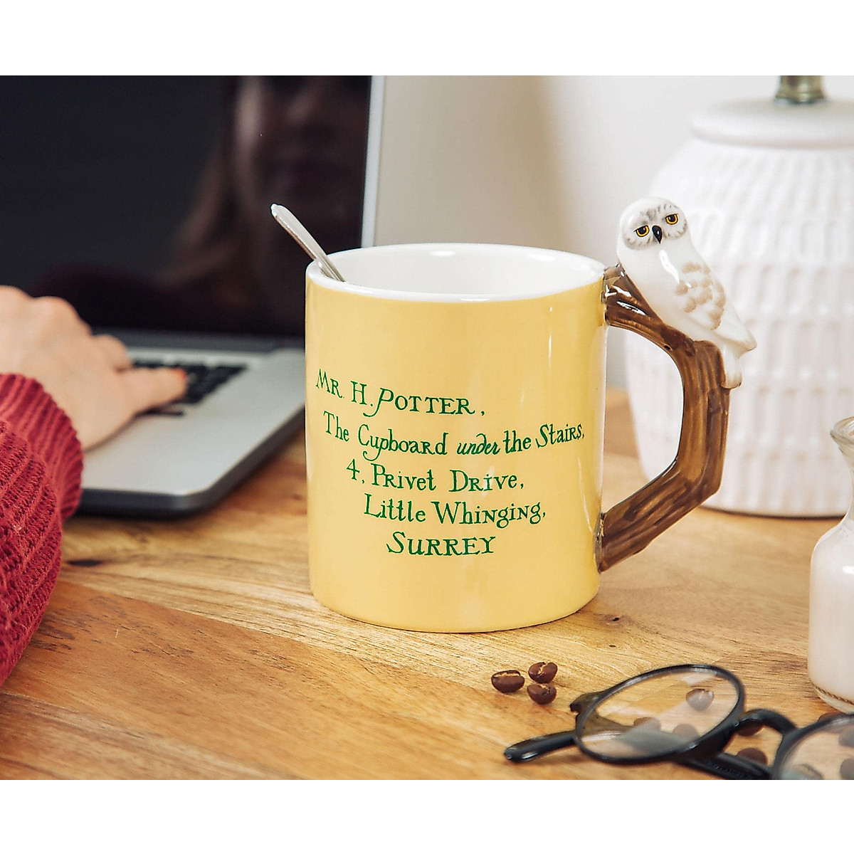 Silver Buffalo Harry Potter Envelope Ceramic Mug With Sculpted Hedwig Handle | Holds 20 Ounces