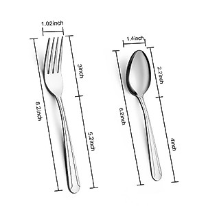 BEWOS 48 Pieces Forks and Teaspoons Silverware Set, 24 Pieces Dinner Forks (8.2 Inch) and 24 Pieces Teaspoons (6.2 Inch), Food Grade Stainless Steel, Mirror Polished, Dishwasher Safe