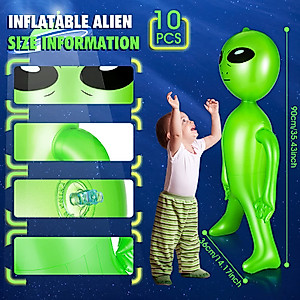 35 Inch Halloween Inflatable Alien Green Alien Giant Inflatable Alien Inflate Toy for Birthday Alien Theme Party Decorations(6 Pieces)