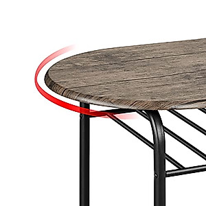 Topeakmart 3-Piece Round Dining Table Set, Kitchen Breakfast Table and Chairs Set for 2, Space Saving Table Set with Steel Legs, Storage Rack for Kitchens, Dining Room, Outdoor bar, Drift Brown