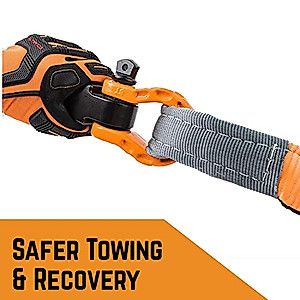 GearAmerica Aluminum 2”x2” Hitch Receiver & Mega Shackle – 32,000 lbs (16T) MBS, 16,000 lbs (8T) WLL – for Heavy Duty Towing and Off-Road Recovery – Includes Shackle, Washers & ⅝” Pin – Black & Red